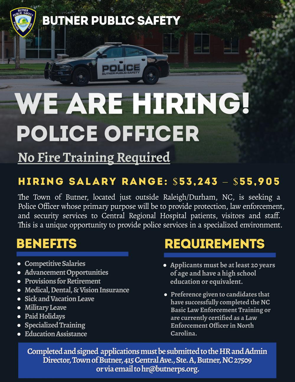 Police Officer Opportunity with Butner Public Safety | Butner NC